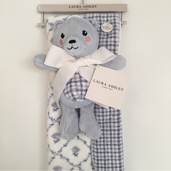 Laura Ashley | Other | New Laura Ashley Kate Baby Blanket Blue Plush ...